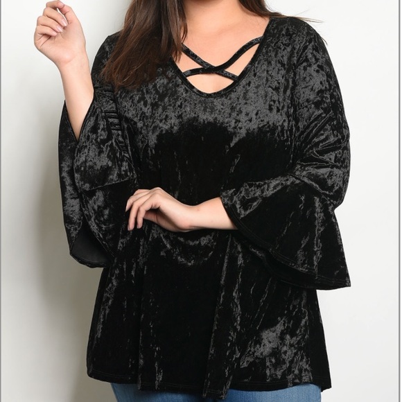 Boutique | Tops | Plus Size Black Velvet Tunic Top Size 2x 3x | Poshmark